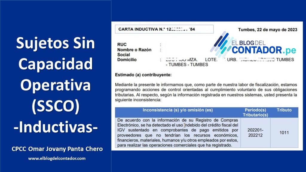 Sujetos Sin Capacidad Operativa (SSCO) - Inductivas - El Blog del Contador Peruano